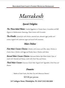 Marrakesh MENU (update October 2025)